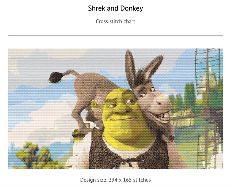 Shrek and Donkey Cross Stitch - Etsy