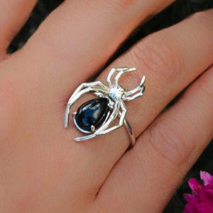 Spider Gemstone Stacking Ring, Spider Web Ring, Gothic Spider Ring ...