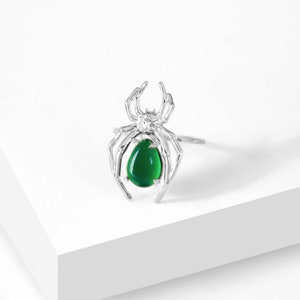 Spider Gemstone Stacking Ring, Spider Web Ring, Gothic Spider Ring ...