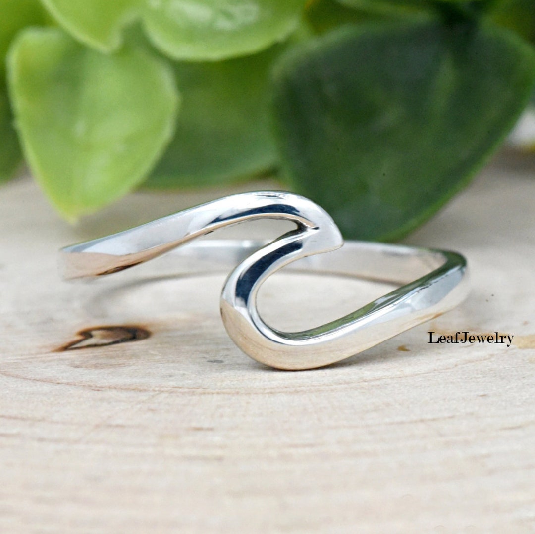 Sterling Silver Beach Jewelry Wave Ring, Wave Ring Womens, Surfers ...