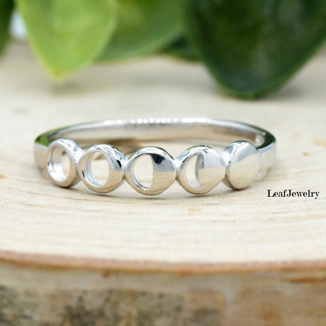 Phases of the Moon Ring Unique Moon Phase Ring Silver Solid - Etsy