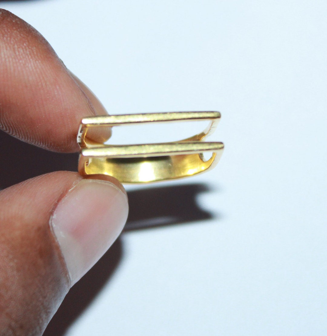 Double Bar Ring Silver Thick Two Line Ring Flat Bar Ring Geometric ...