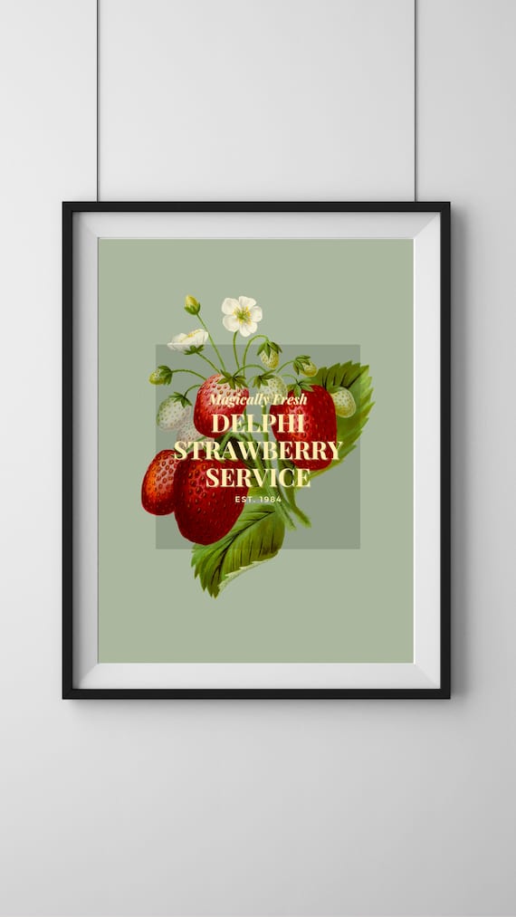 Delphi Strawberry Farms Modern Poster - Etsy