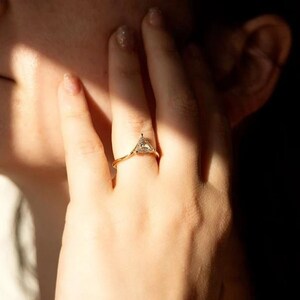 Triangle Cut Diamond Engagement Ring 14K Solid Gold Ring - Etsy