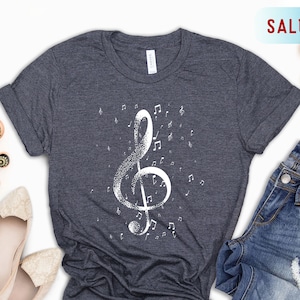 Music Note T-shirt, Music Lover Shirt, Treble Clef Tee, Music Teacher ...