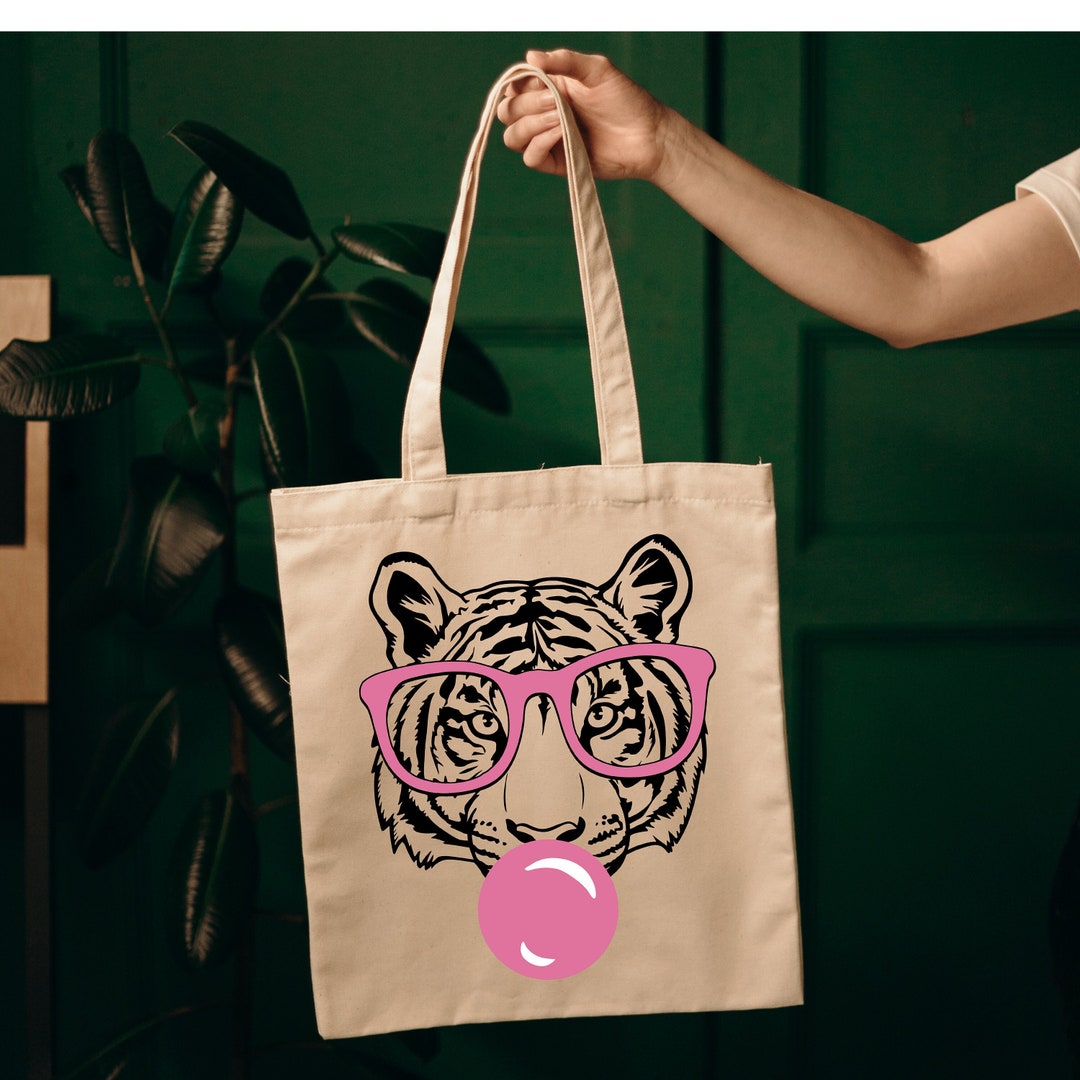 Tiger Tote Bag, Sassy Tiger Tote Bag, Canvas Tote Bag, Cute Tiger Tote ...