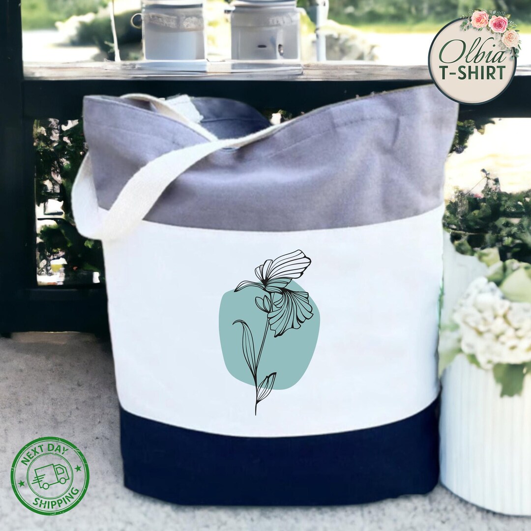 Floral Canvas Tote Bag – Tri-color Vintage-inspired Eco Bag - Etsy
