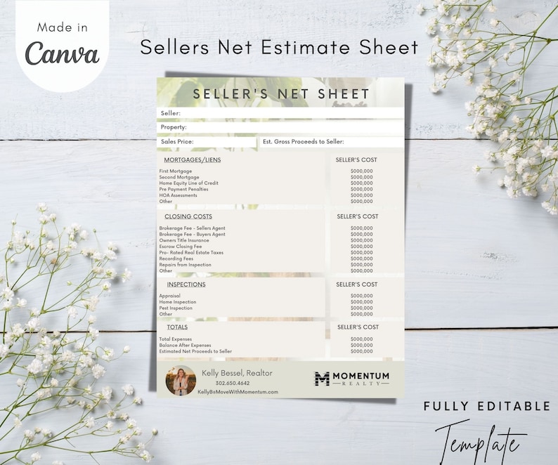 Sellers Net Estimate Sheet | Real Estate Sellers Net Estimate | Net ...