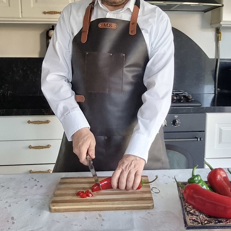 Modusso Personalized Crossback Leather Apron for Men, Custom Apron ...