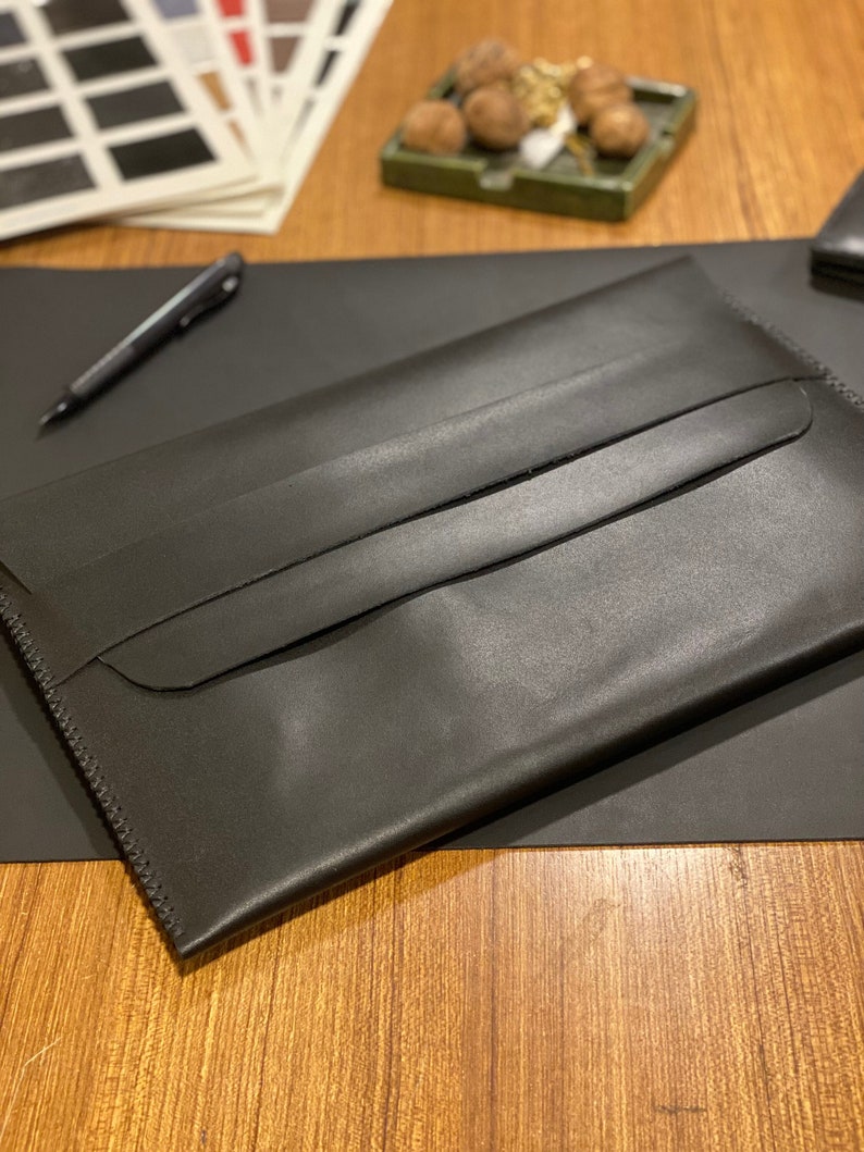 Cross Stiched Personalized Black Leather Laptop Case, Leather Gifts ...