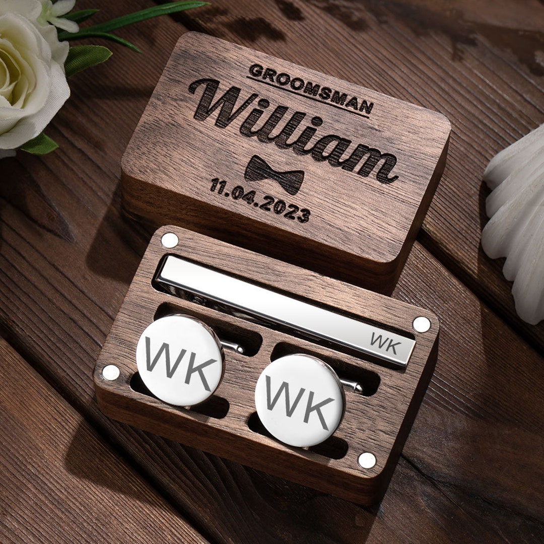 Personalized Groomsmen Cufflinks, Engraved Cufflink With Box, Custom ...