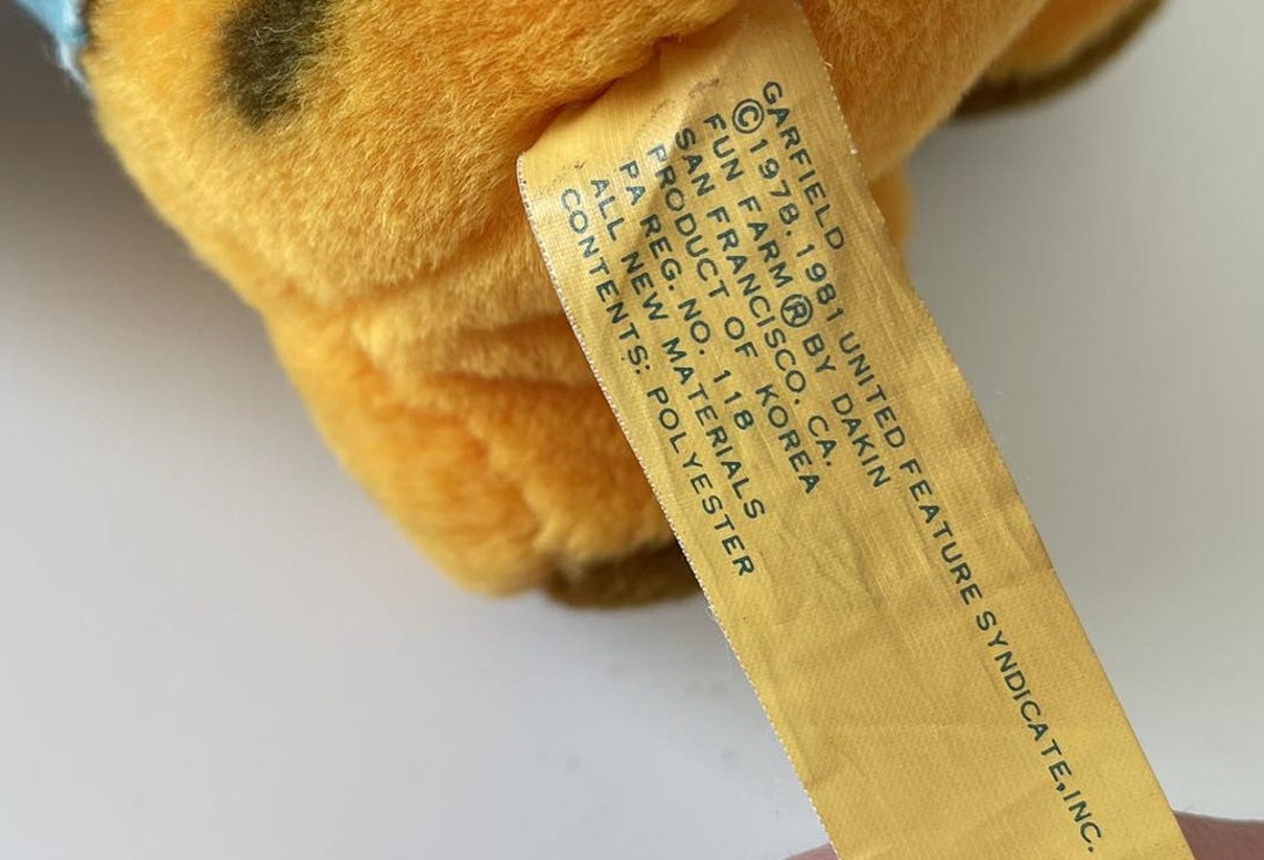 Garfield Tennis Racket Plush Vintage 1978-1981 Stuffed Animal Plush Toy ...