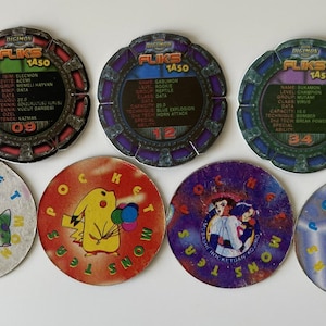 Rare Vintage Unseen Pokemon and Digimon Caps Slammers Pogs Tazos Tasos ...