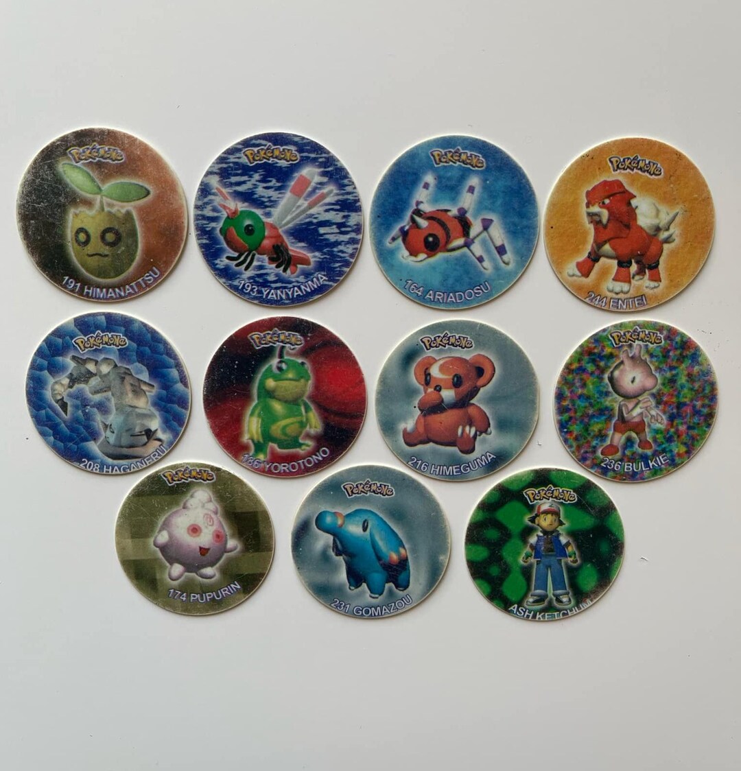 Vintage Very Rare Never Seen Pokemon Taso 7 Lot! 2000s Tazo, Caps, Pogs ...