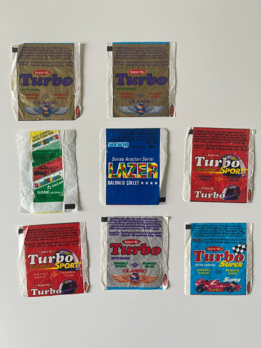Vintage Bubble Gum , Chewing Gum Wrappers, Inserts Lazer, Turbo ...
