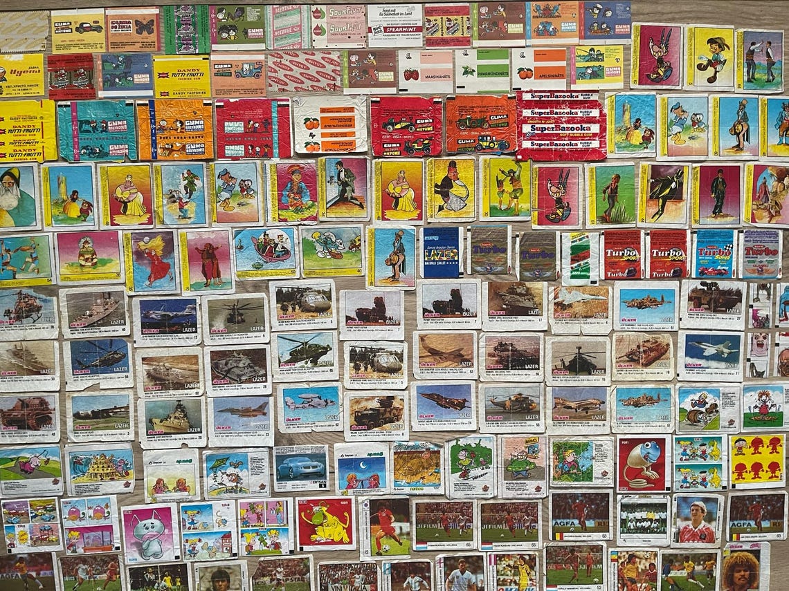 Vintage Old Chewing Gum, Bubble Gum Wrappers, Inserts Huge Lot of 176 ...