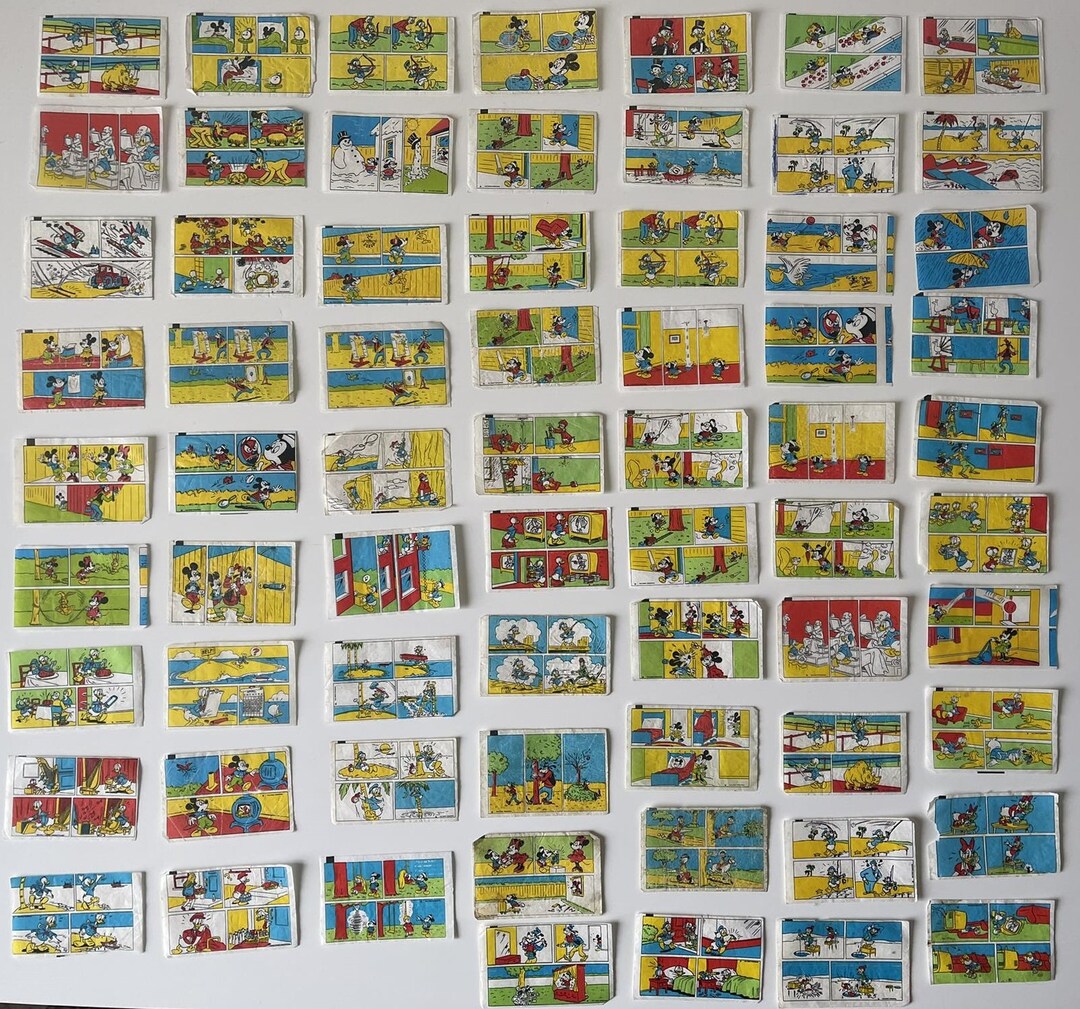 Vintage Chewing Gum / Bubble Gum Wrappers Donald Duck, Mickey Mouse Lot ...