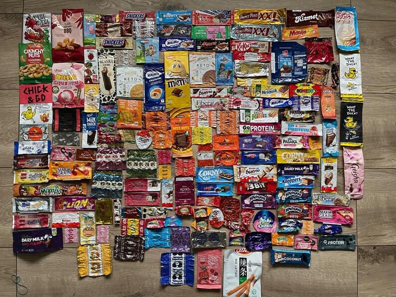 Candy, Gum, Chocolate, Snack Wrappers Huge Lot of 154 Total Pcs ...