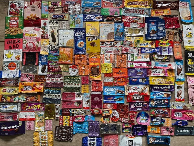 Candy, Gum, Chocolate, Snack Wrappers Huge Lot of 154 Total Pcs ...
