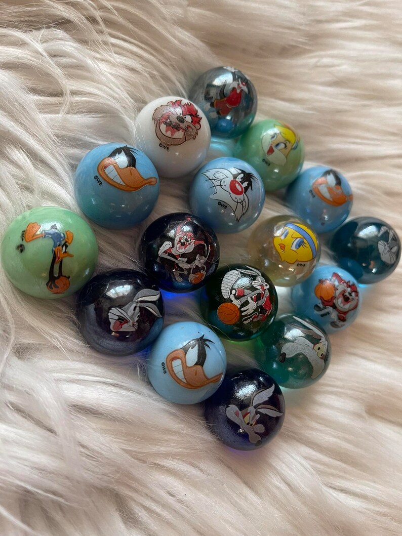 Vinatge Rare Looney Tunes Marbles Set of 16 Pieces, Warner Bros 2.5cm ...