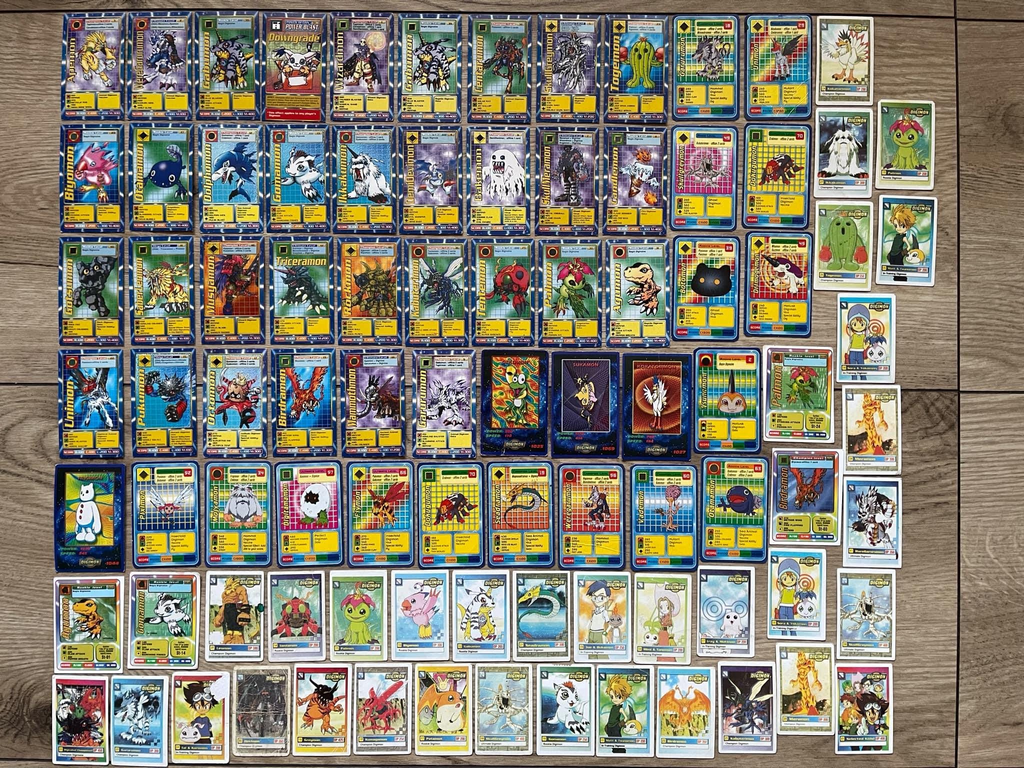 Vintage Rare Digimon Cards 1999s, Original Europe Huge LOT of 90 Cards ...