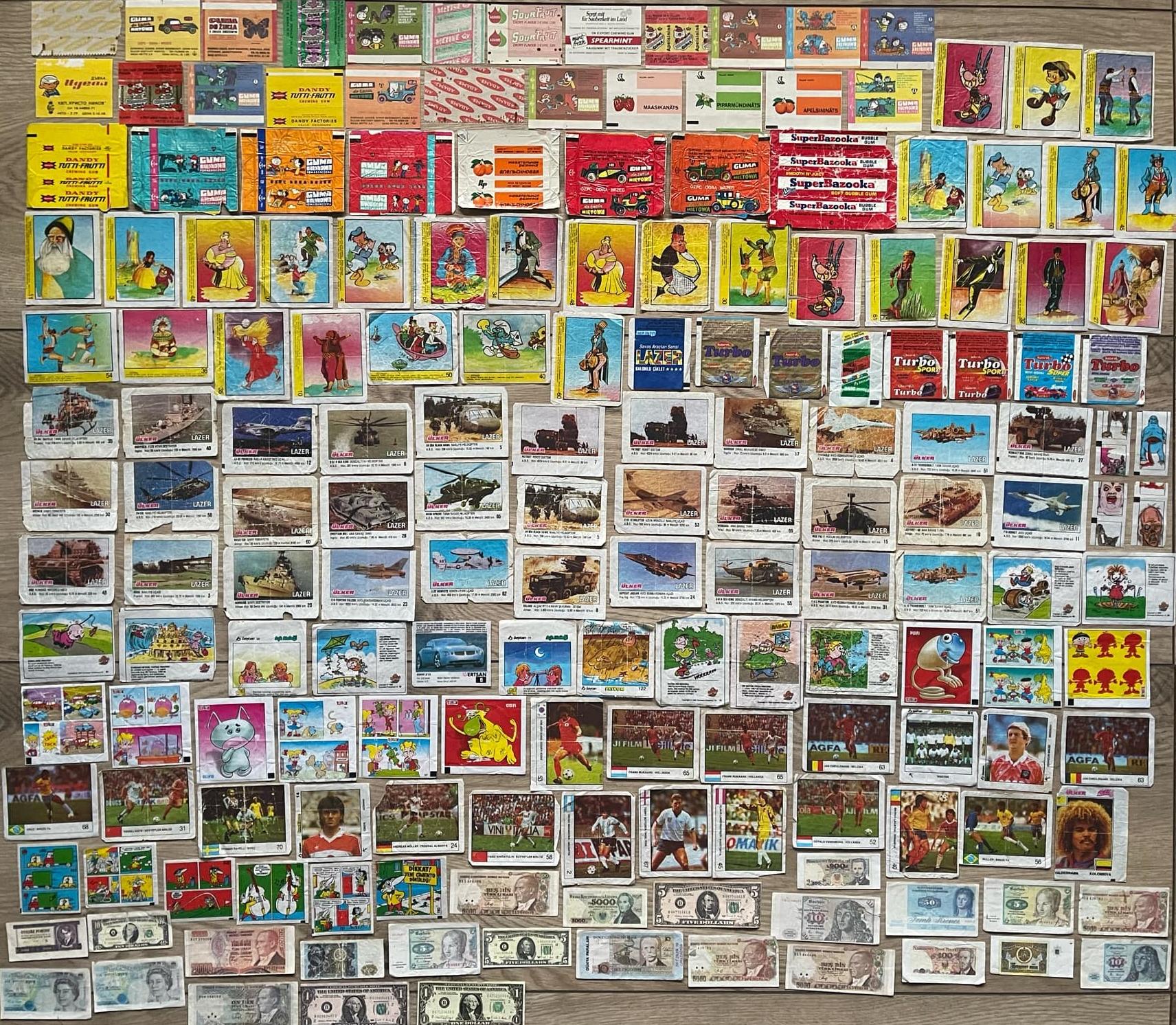 Vintage Old Chewing Gum, Bubble Gum Wrappers, Inserts Huge Lot of 176 ...