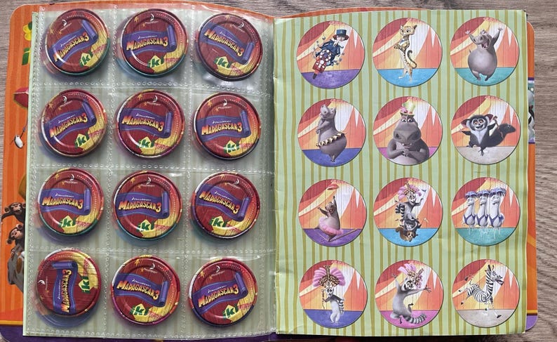 Madagascar 3 Metal Tazo, Tazos, Pogs, Caps Full Complete Set Collection ...
