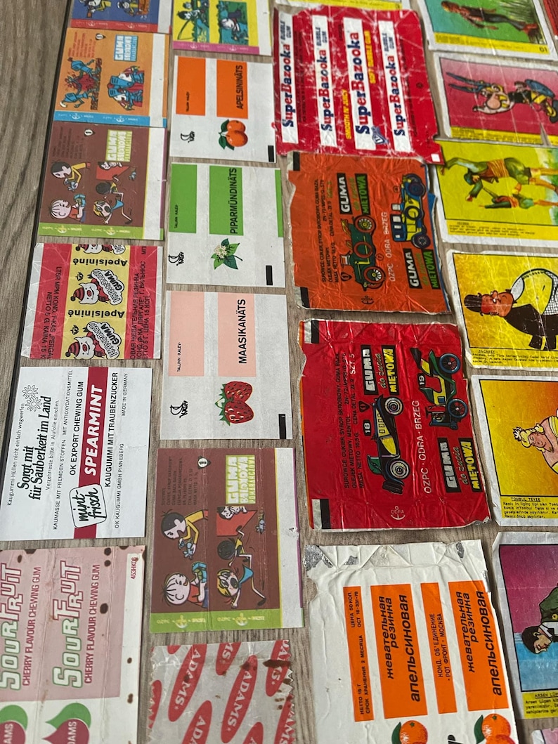 Vintage Old Chewing Gum, Bubble Gum Wrappers, Inserts Huge Lot of 176 ...
