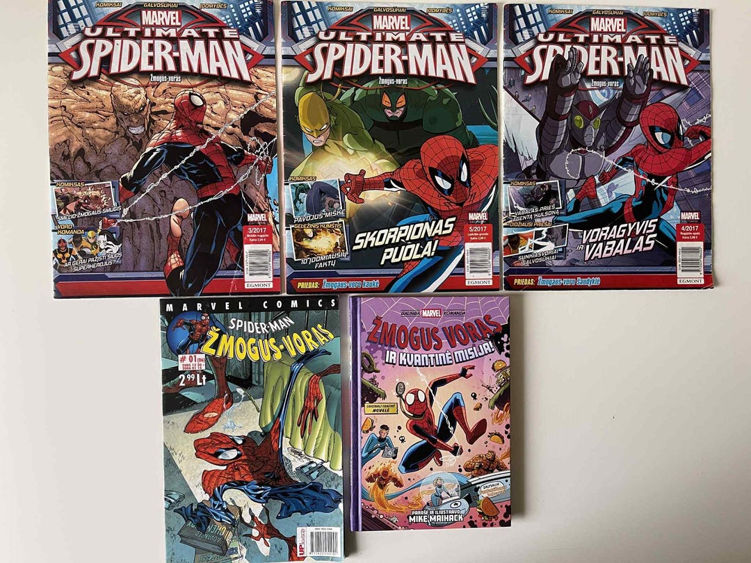 Very Rare Marvel, Spider-man Comic Books Lot of 5! Lithuanian Language ...