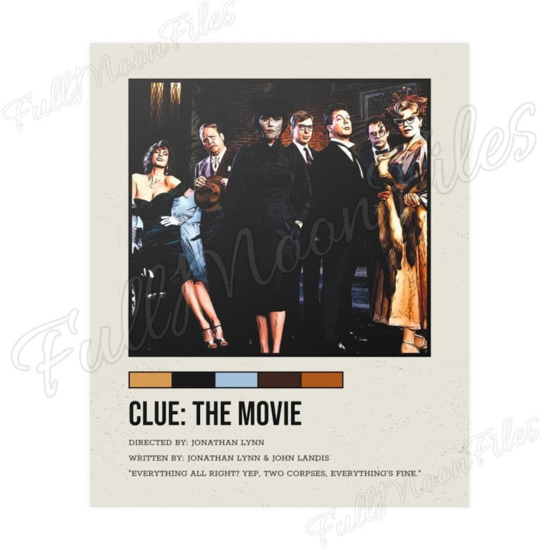 Clue the Movie 9x11 Inch Minimalist Movie Poster, Vintage Film Physical ...
