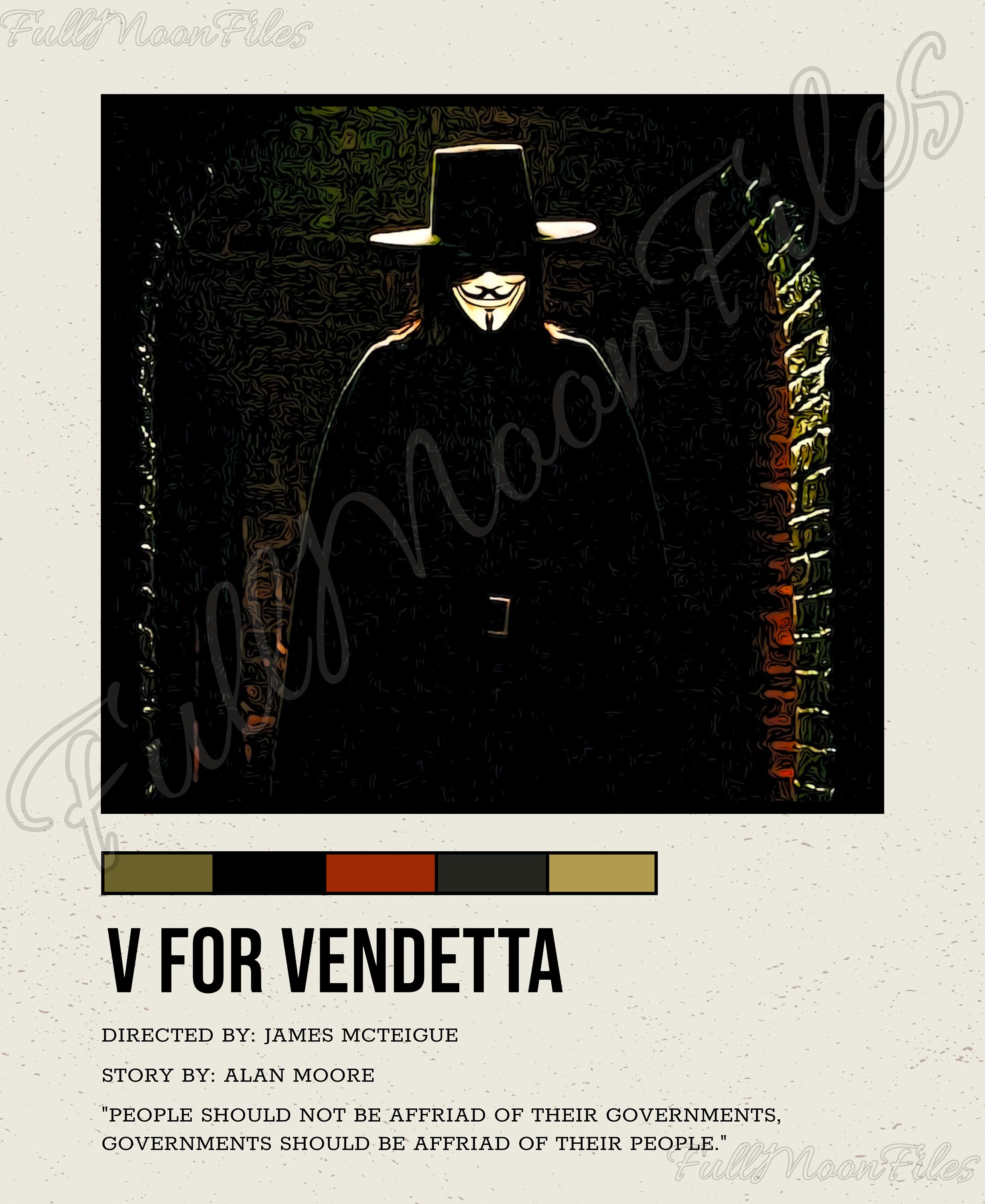 V for Vendetta Minimalist Movie Poster Digital Download, Printable Wall ...