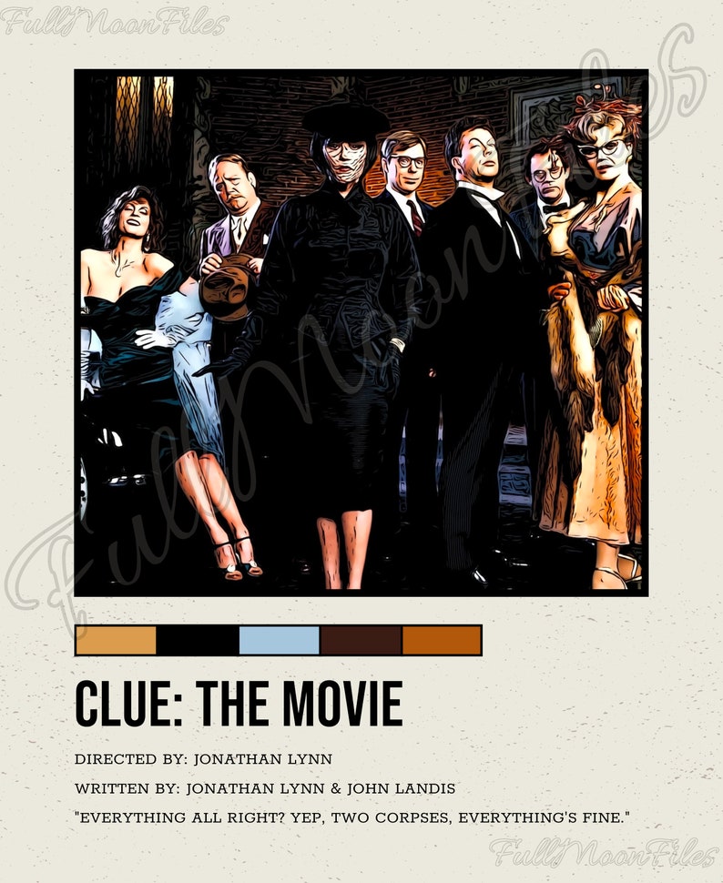 Clue the Movie 9x11 Inch Minimalist Movie Poster, Vintage Film Physical ...
