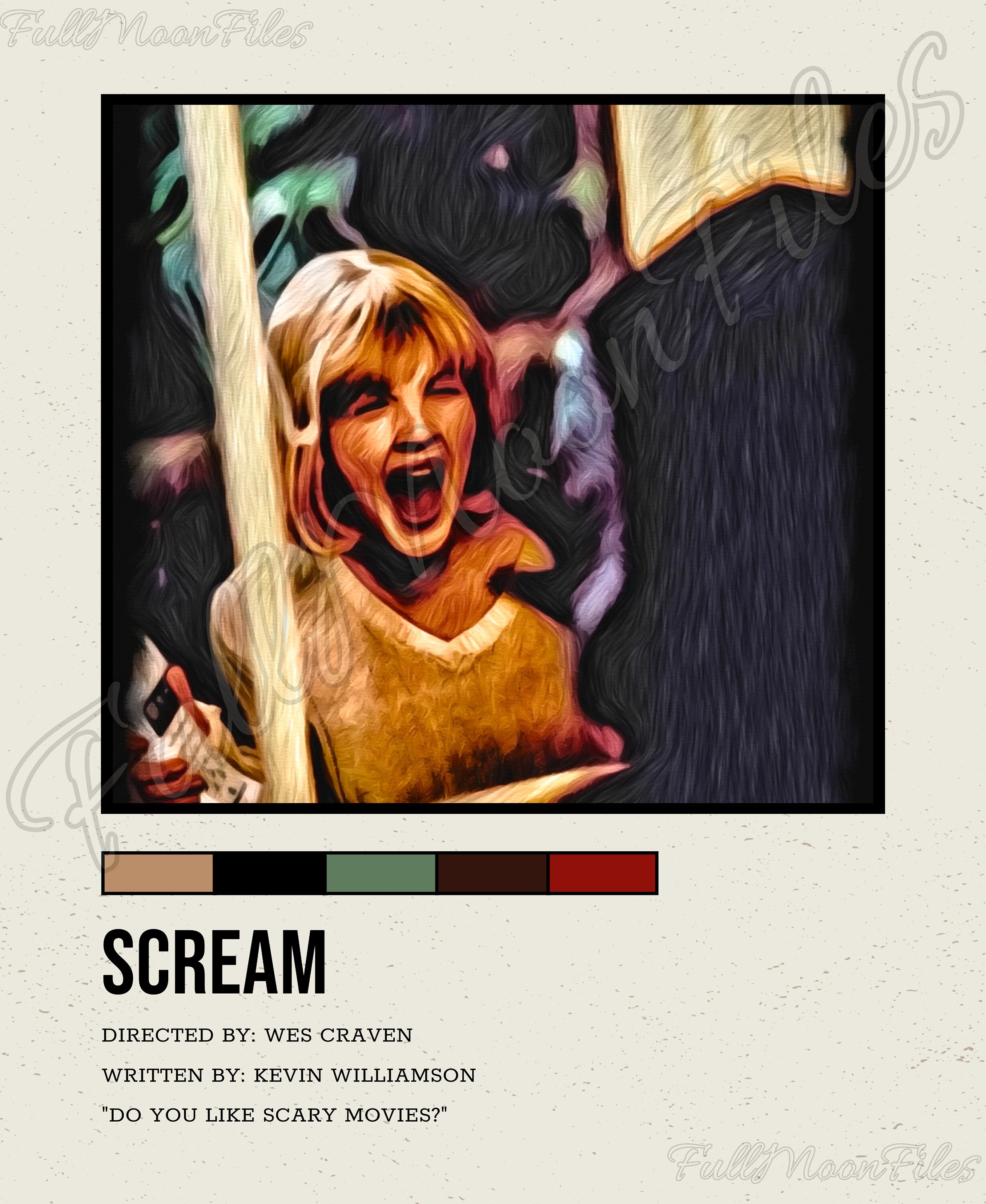 Scream 9x11 Inch Minimalist Movie Poster, Vintage Film Physical Print ...