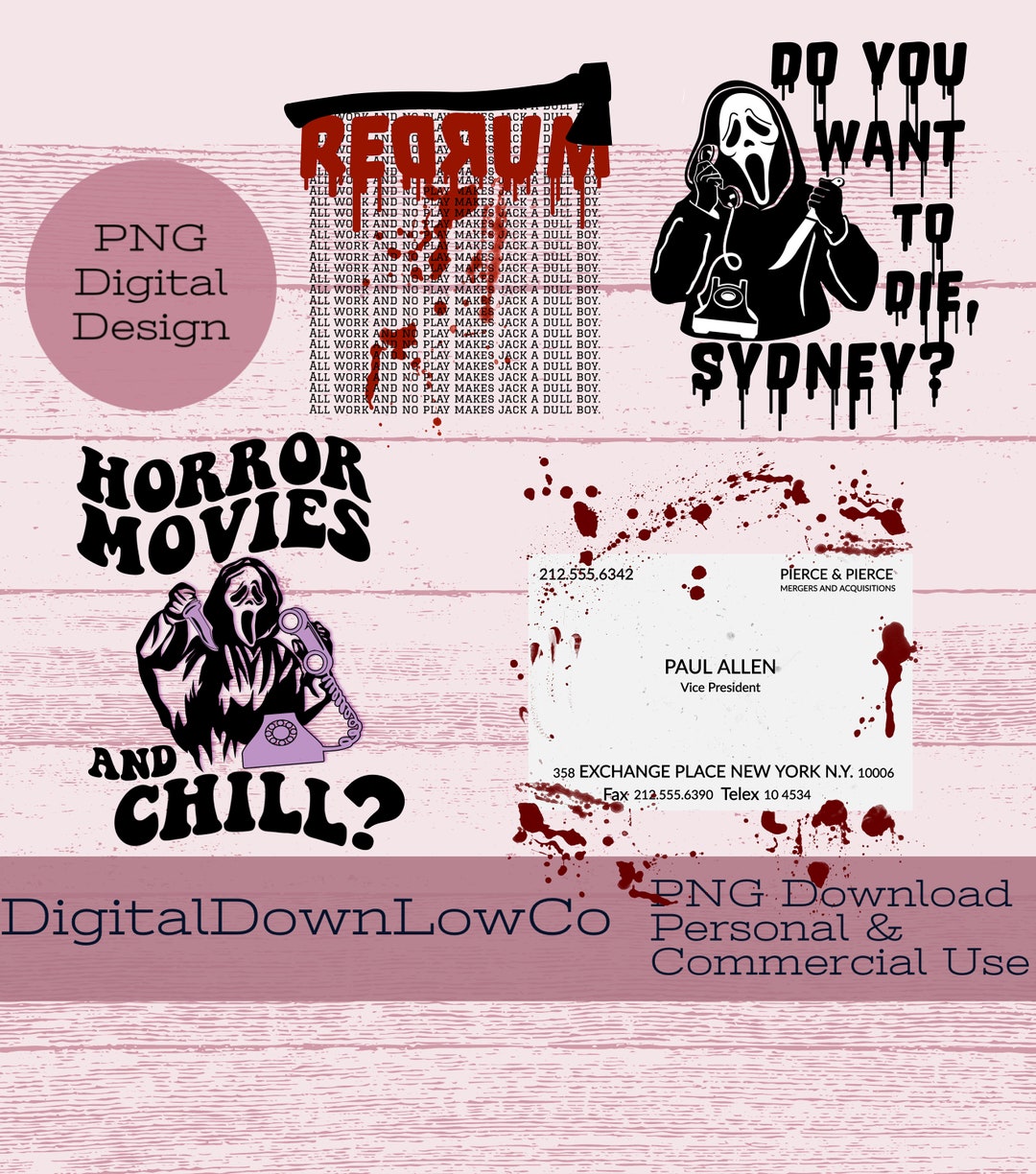Horror PNG Bundle, Funny Halloween Digital Designs, Scream Digital ...