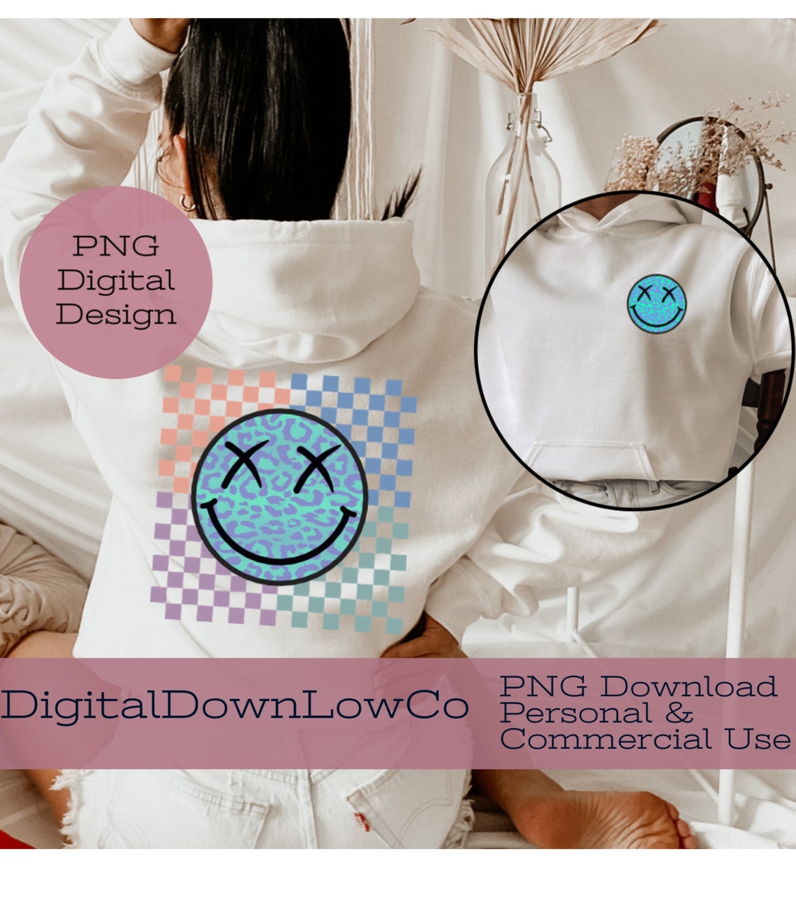 Smiley Face Checkerboard PNG Happy Face With Matching Pocket - Etsy