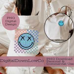 Smiley Face Checkerboard PNG Happy Face With Matching Pocket - Etsy