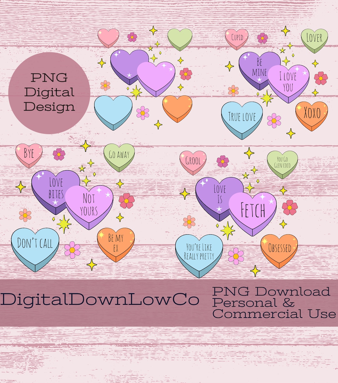 Valentines Day Heart Candy PNG Digital Download Bundle, Mean Girl ...
