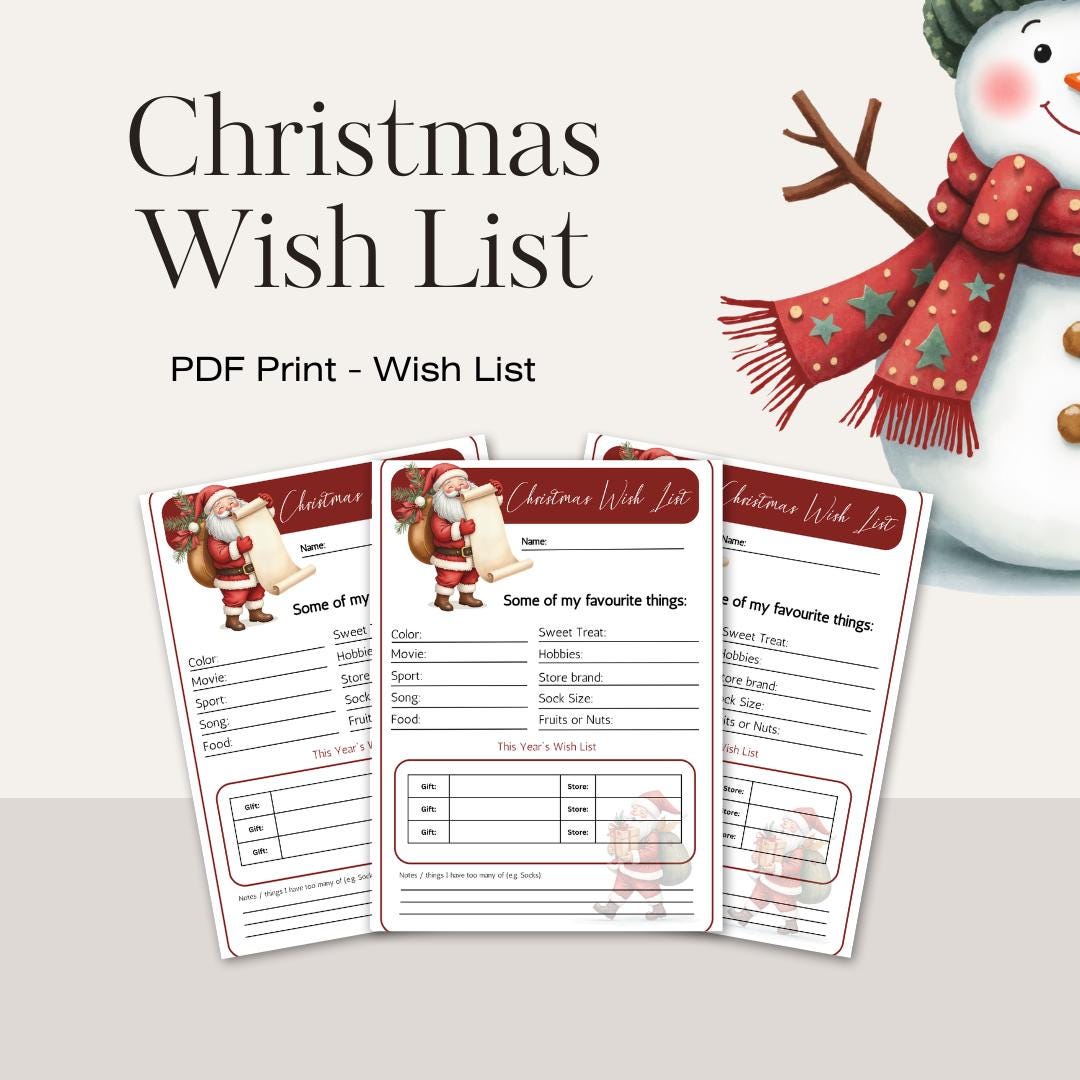 My Christmas Wish List, Adult Christmas Wish List, Secret Santa Wish ...