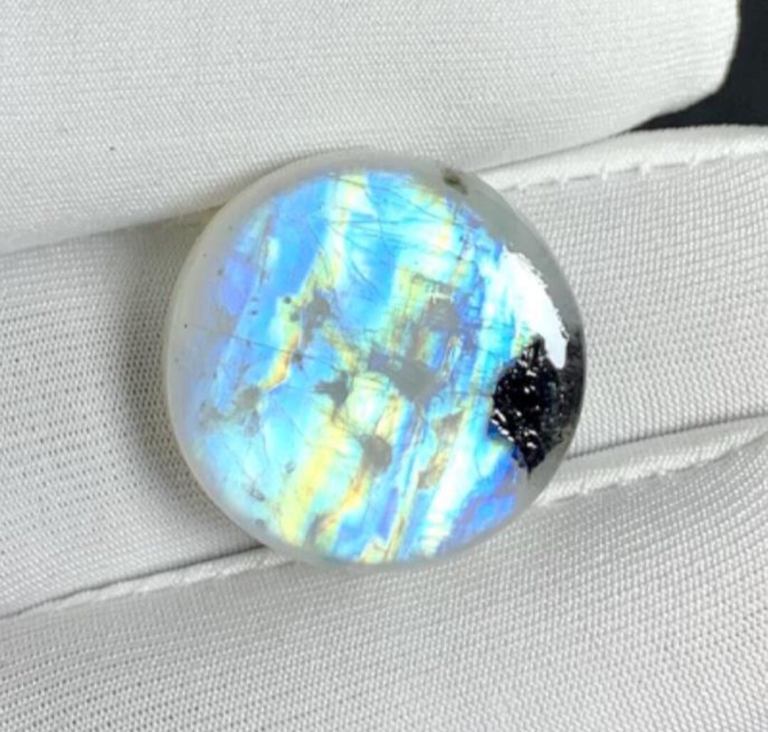 Flashy Multi Moonstone Round Shape Cabochon, 27.80 Cts (21X21X6) 100% ...