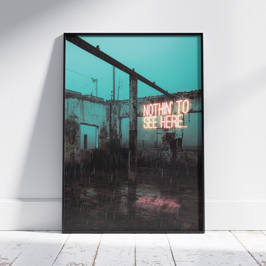 Nothing to See Here, Neon Wall Art, Neon Sign, Photography, Rainy Scene ...