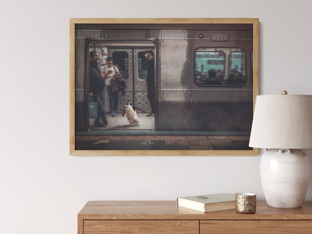 Penguin Subway Art Print, Landscape Contemporary Art, Subway Modern ...