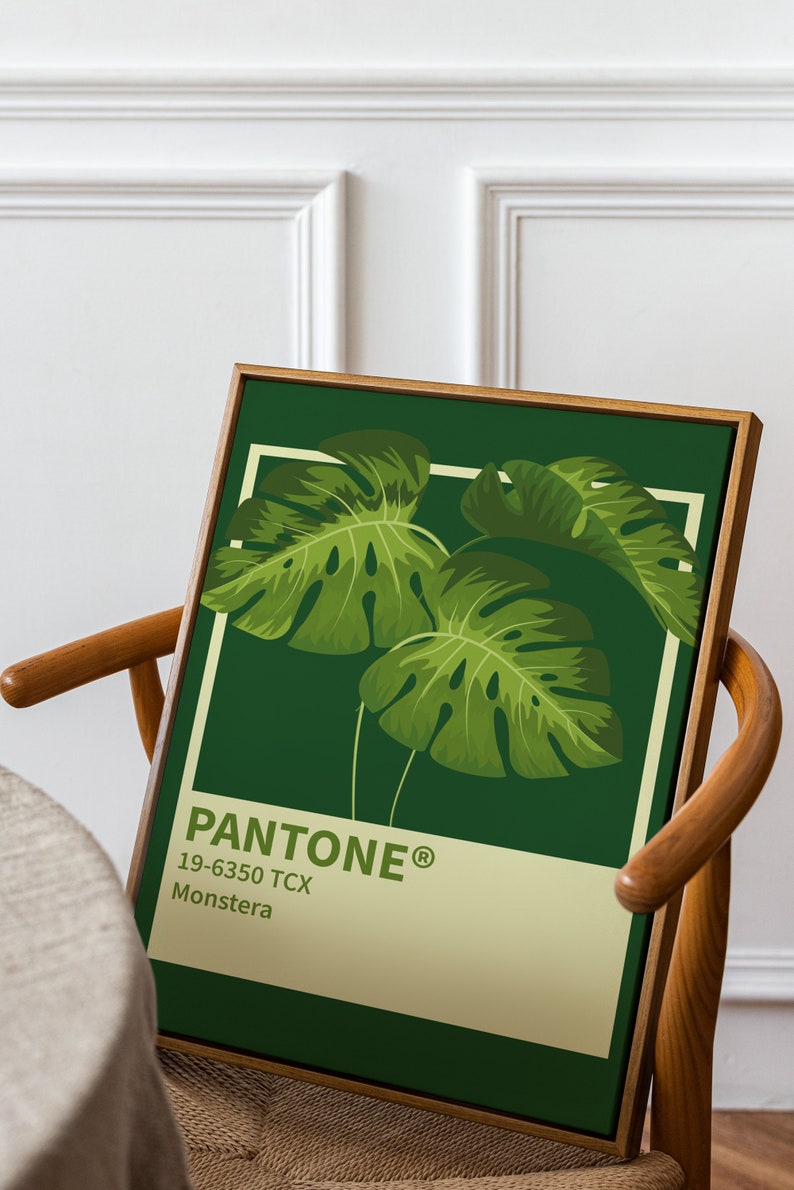 Pantone Monstera Print: Minimalist Flower Market Poster (digital ...