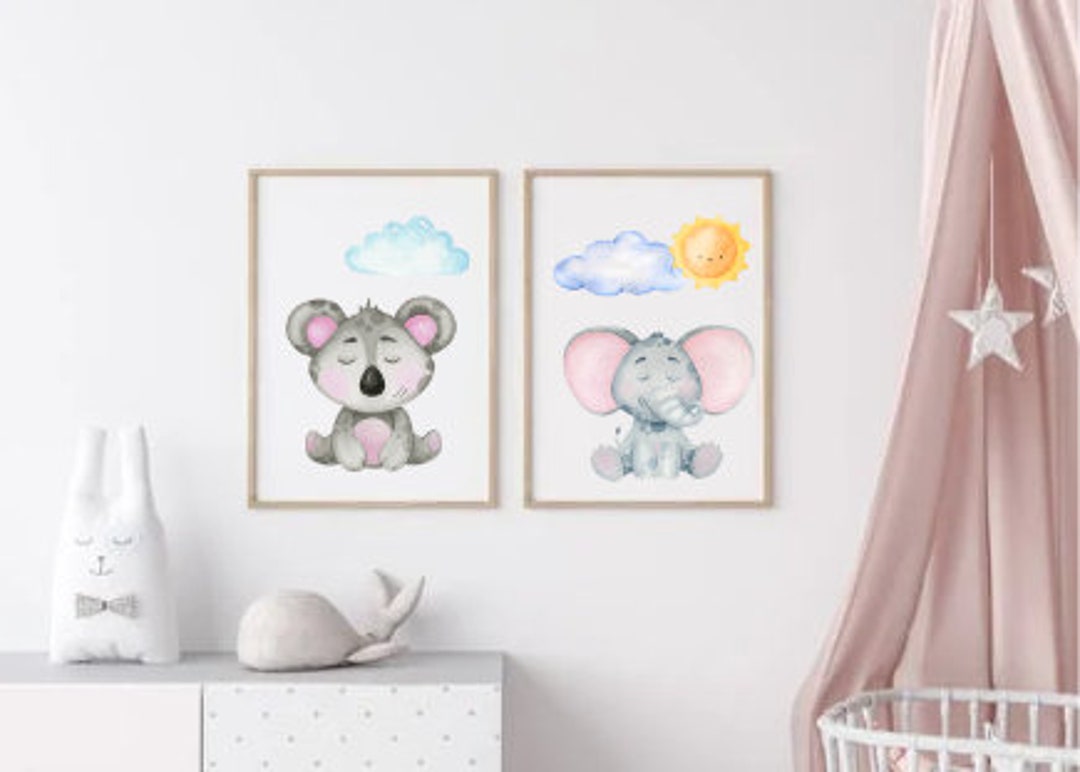 Nursery Wall Art Baby Zoo Animals Canvas Printables Watercolor Nursery ...