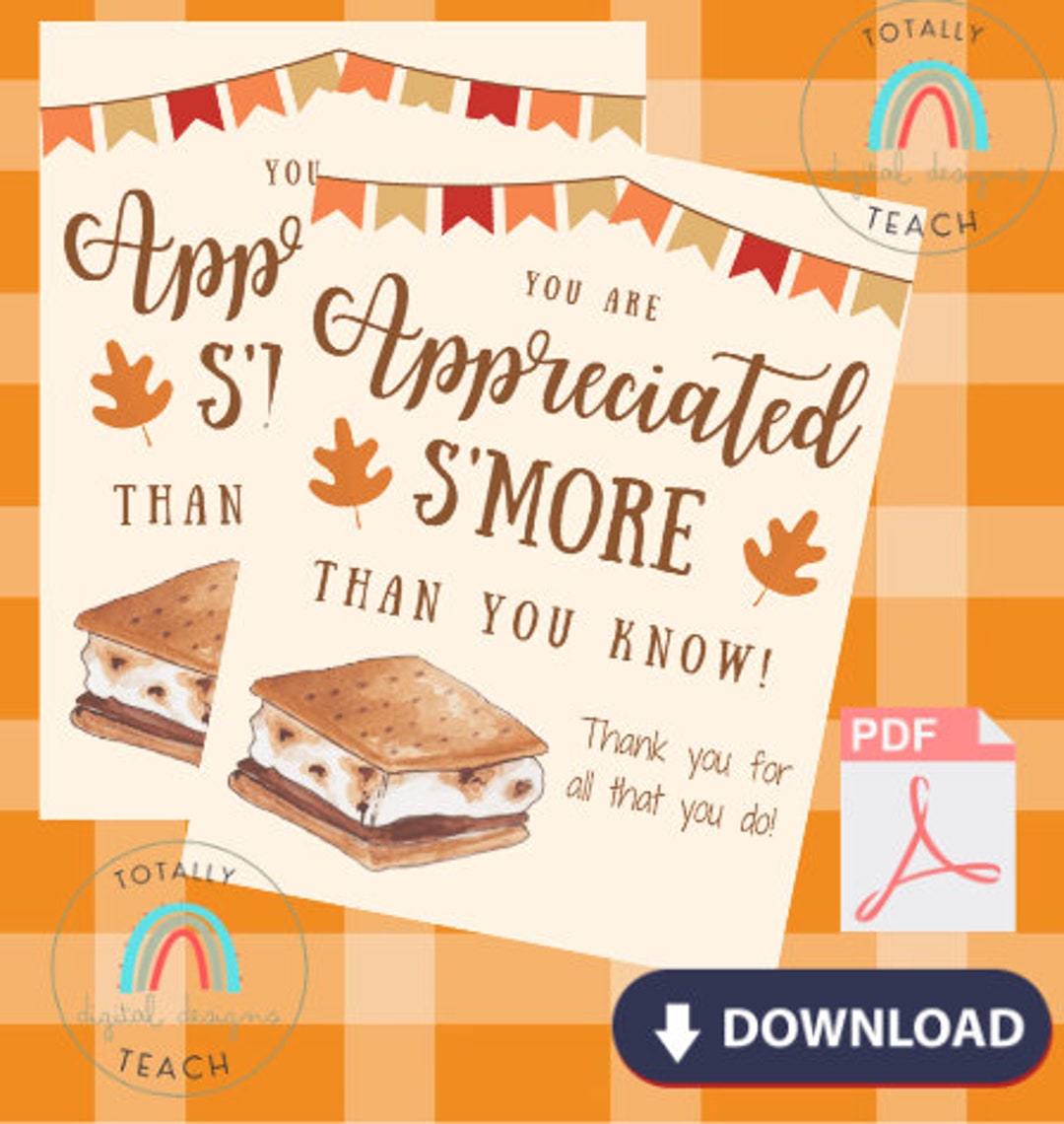 S'more Fall Gift Tag Appreciation- Smore Tag- Treat Tag- Fall Tag ...