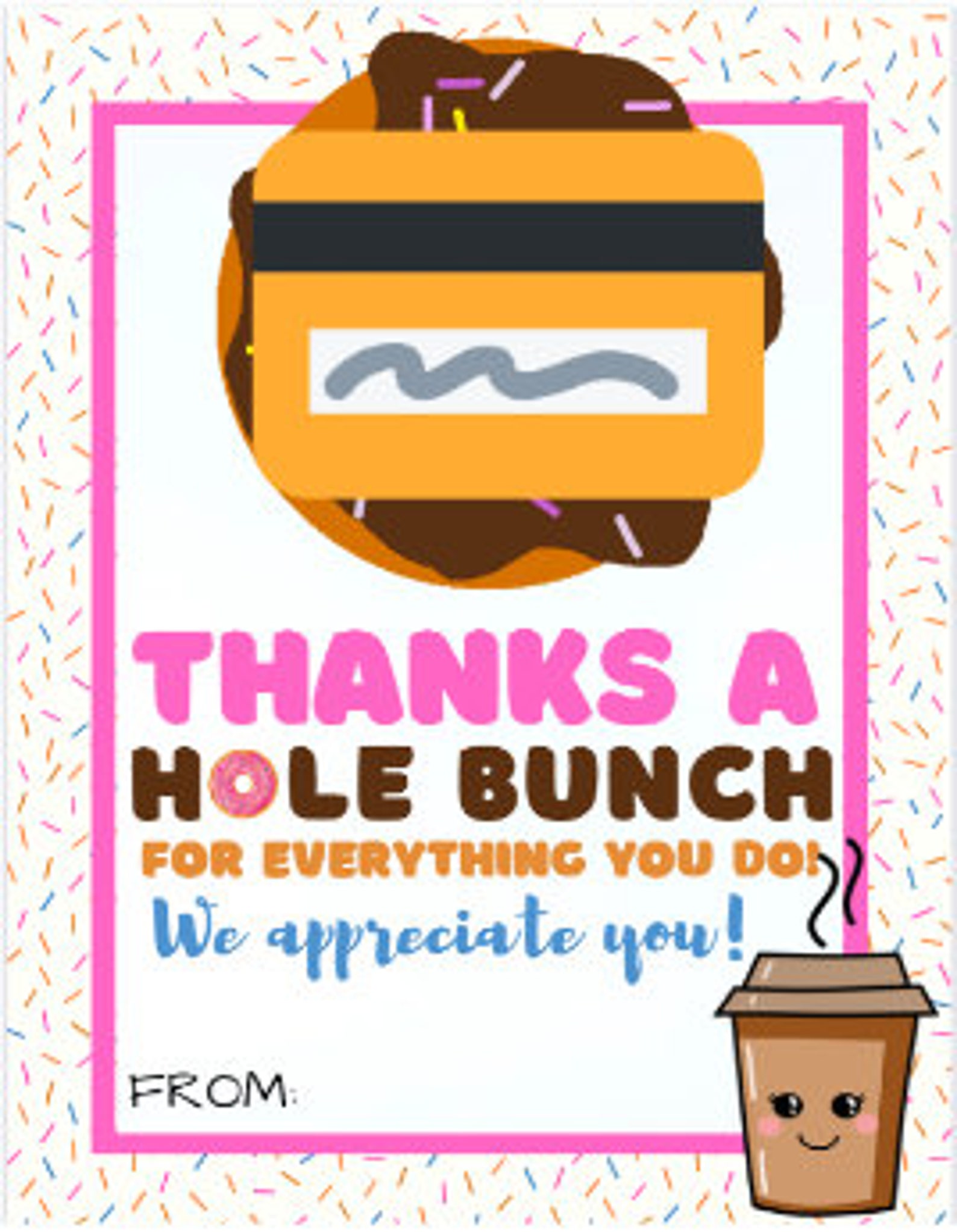 Thanks a Hole Bunch-appreciation Doughnut Donut Gift Tag Gift Card ...