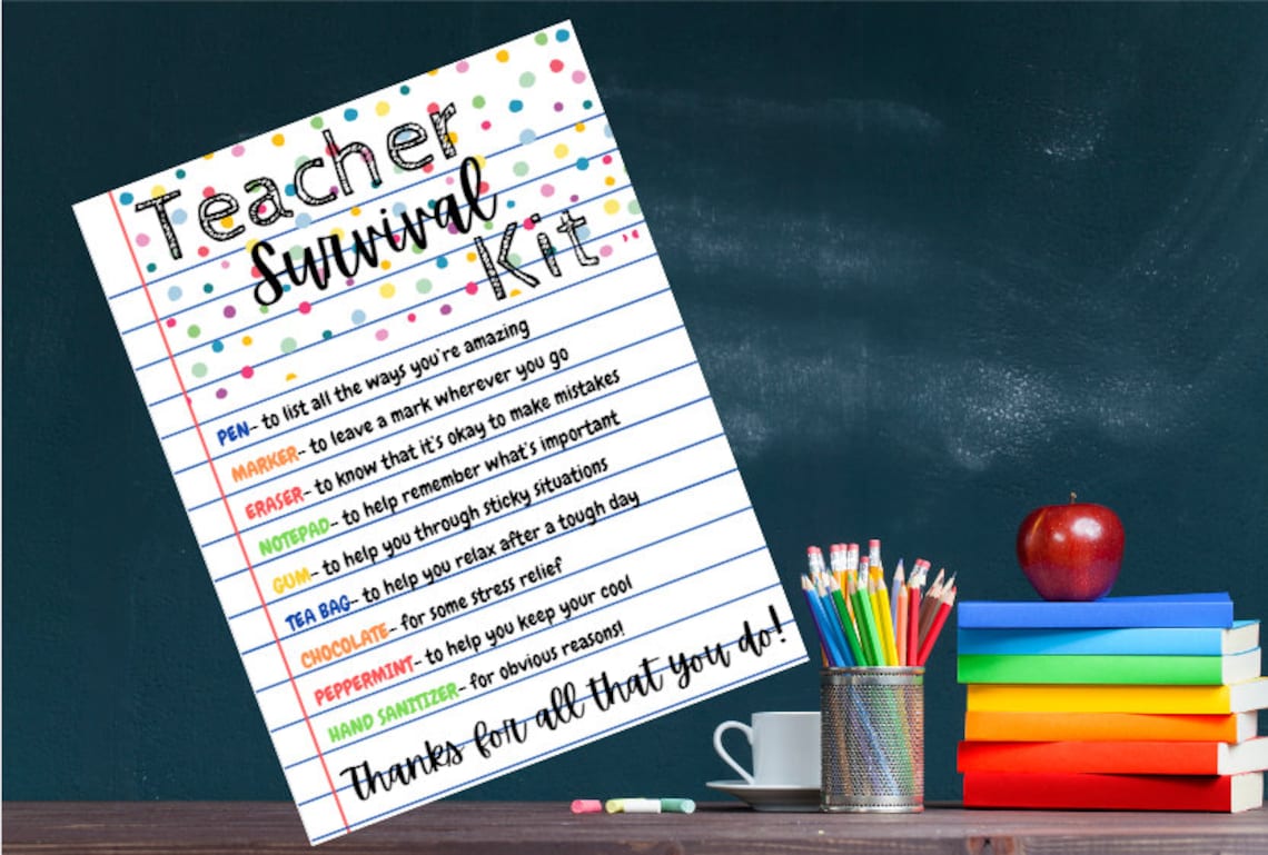Printable Teacher Survival Kit Gift Tag - Etsy