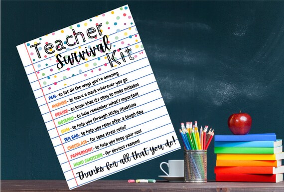 Printable Teacher Survival Kit Gift Tag - Etsy