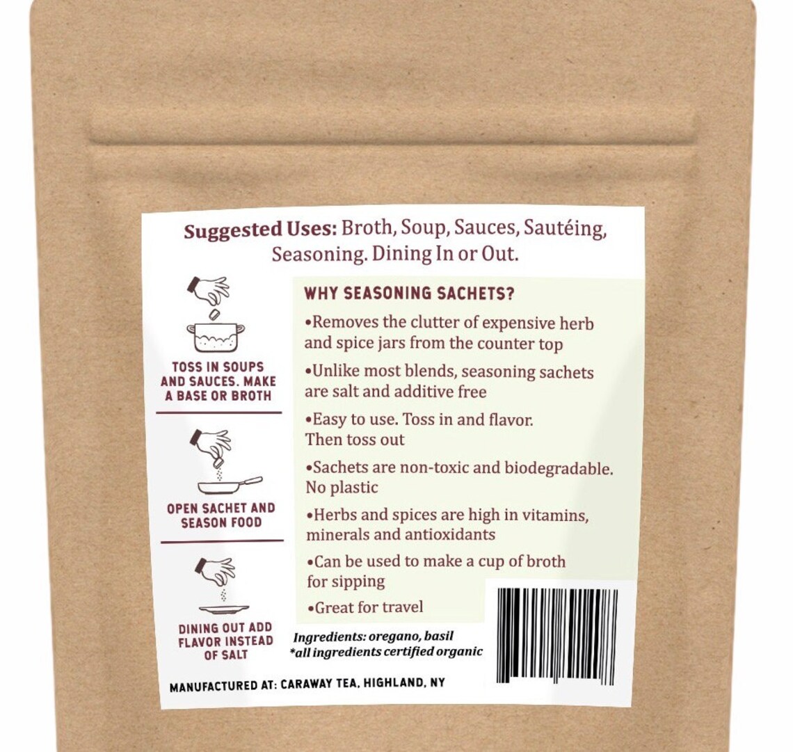 Organic Spice & Herb Seasoning Sachet Starter 4 Pouches - Etsy