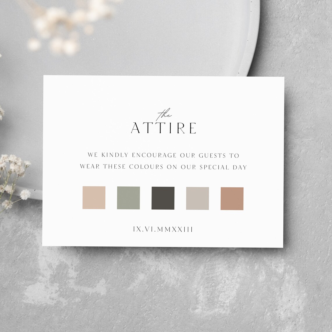 Minimalist Wedding Dress Code Card Template, Editable Simple Wedding ...