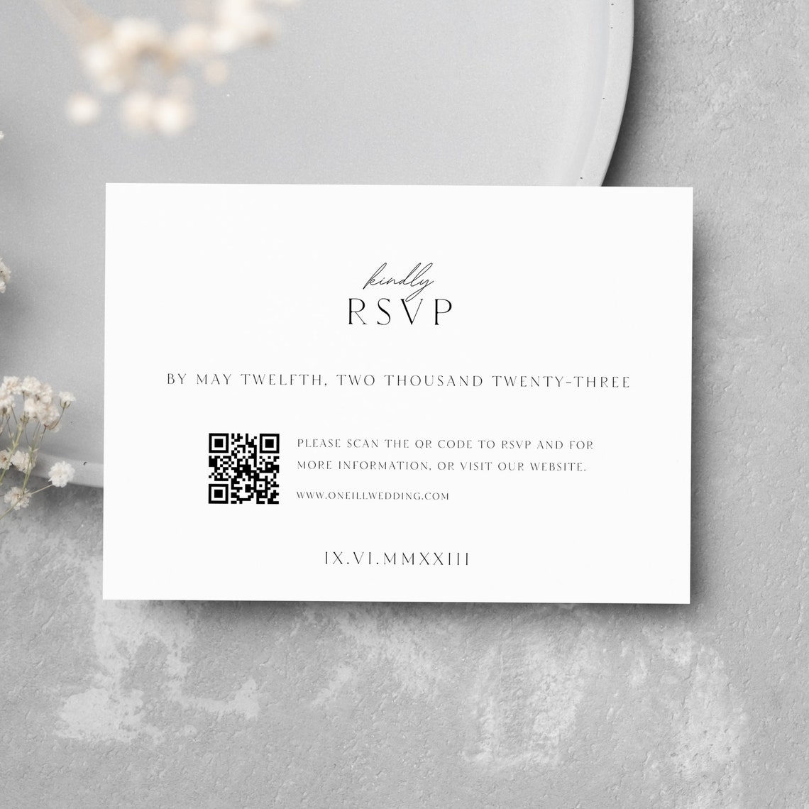 Minimalist QR Code RSVP Card Template, Editable Modern Wedding Rsvp ...